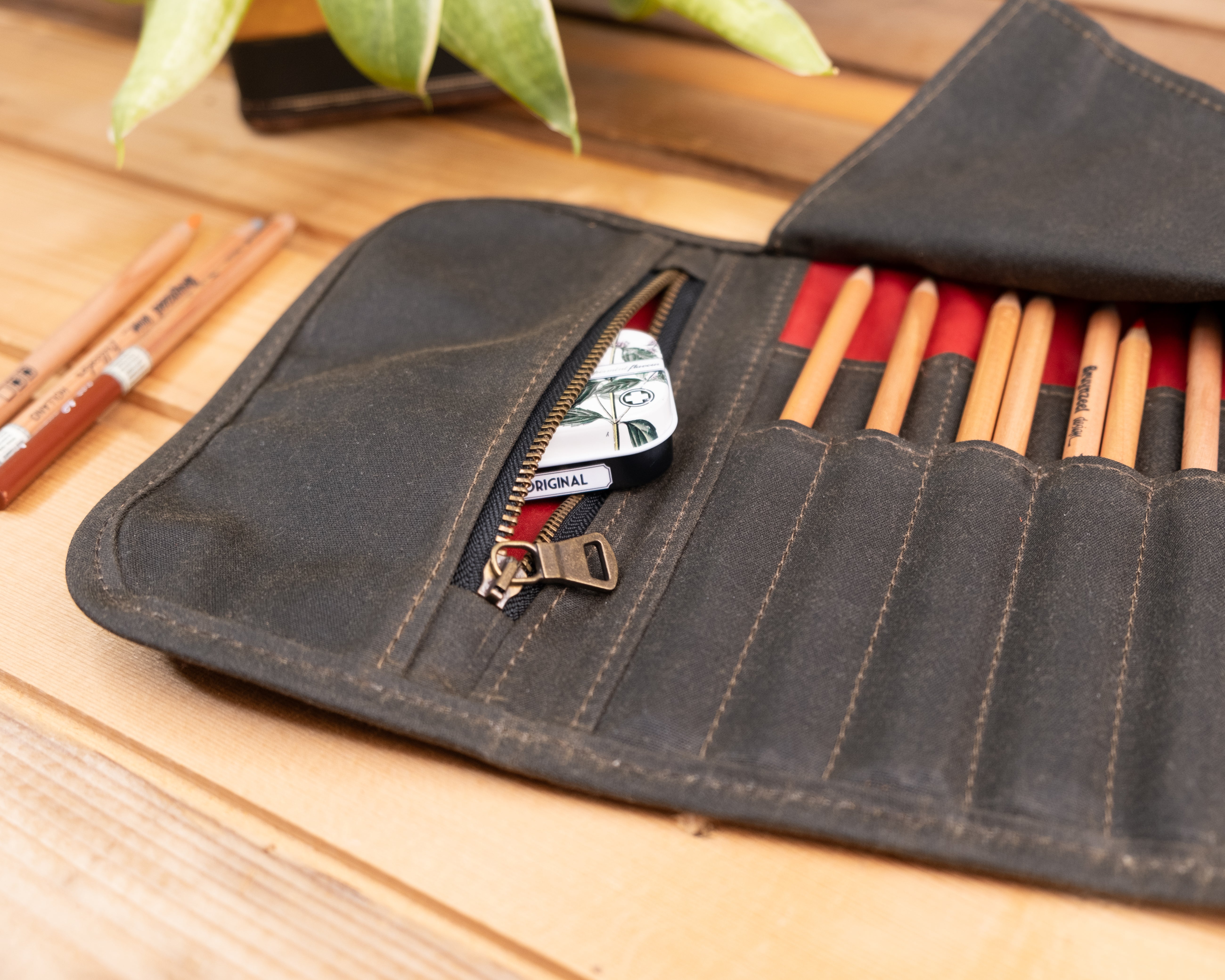 Waxed Canvas Pencil Rolls and Pencil Cases - Maiook